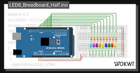 Led8breadboardhalf경광등 정차 Wokwi Esp32 Stm32 Arduino Simulator
