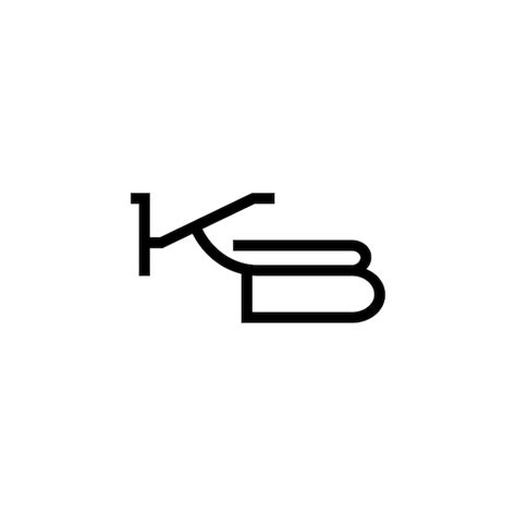 kb 모노그램 로고 디자인 문자 텍스트 이름 기호 흑백 로고 타입 알파벳 문자 간단한 로고 프리미엄 벡터