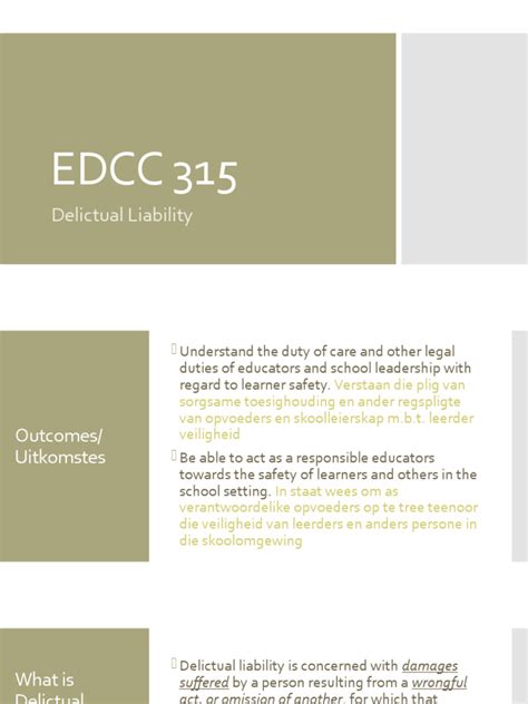 Edcc 315 Lecturer5 Pdf Legal Liability Indemnity