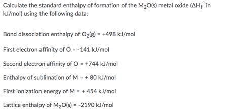 Solved Calculate The Standard Enthalpy Of Formation Of The