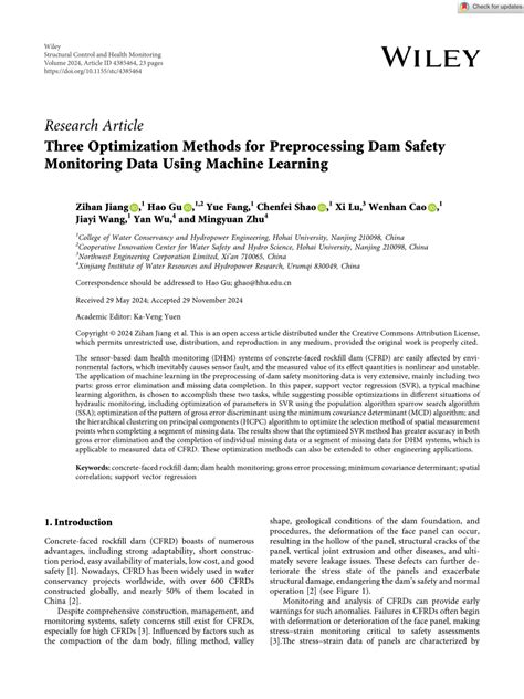 Pdf Three Optimization Methods For Preprocessing Dam Safety Monitoring Data Using Machine Learning