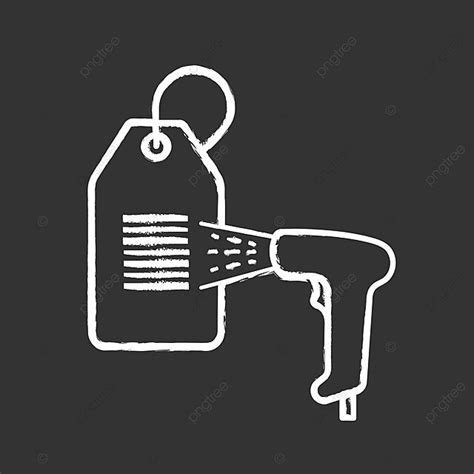 Barcode Reader Scanning Hang Tag Chalk Icon Hang Serial Handheld Vector