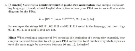 solved 5 8 marks construct a nondeterministic pushdown