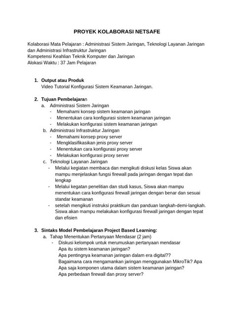 Rancangan Proyek Sistem Keamanan Jaringan Pdf