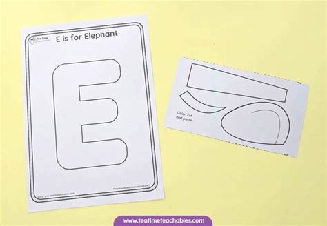 Letter E Craft E Is For Elephant Alphabet Printable Tea Time Teachables