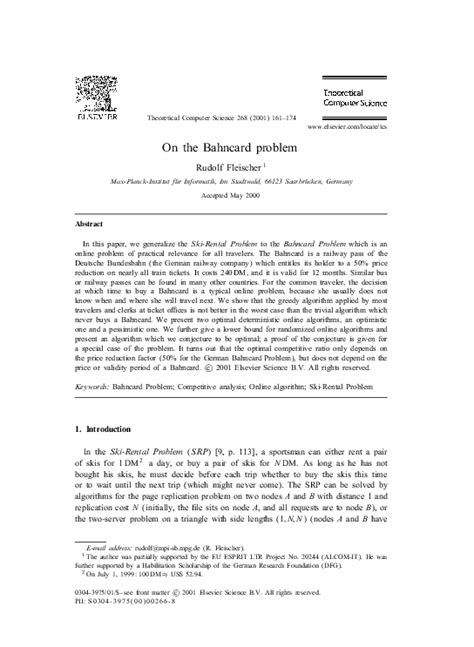 pdf on the bahncard problem