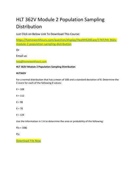 ppt hlt 362v module 2 population sampling distribution powerpoint