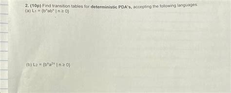 solved 2 10p find transition tables for deterministic