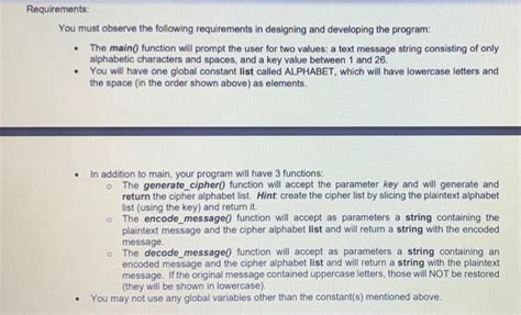 Solved Description You Will Create A Simple Caesar Cipher