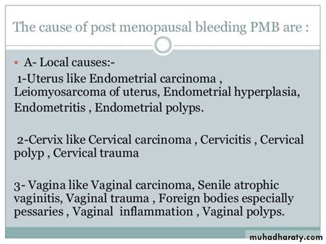 Post Menopausal Bleeding Pptx D Marwa Muhadharaty