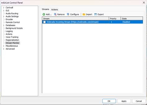 Setting Up Stream Monitor With Actions Or High Priority Input Playout