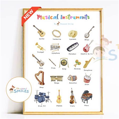 Musical Instruments Chart Laminated Wall Poster A4 Size By Thousand Smiles Educational Material