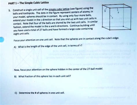 Solved Part 1 The Simple Cubic Lattice Construct Start By Constructing