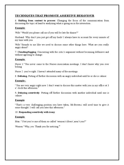 Techniques That Promote Assertive Behaviour Pdf