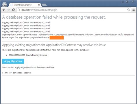 UseDataBaseErrorPage Talking Dotnet