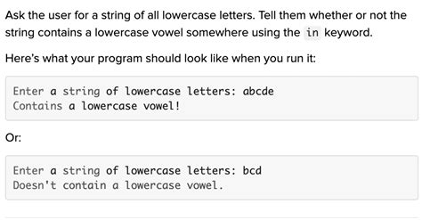 [get answer] ask the user for a string of all lowercase letters tell