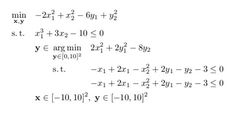 Math Mode Aligning Two Level Optimization Problem TeX LaTeX Stack Exchange