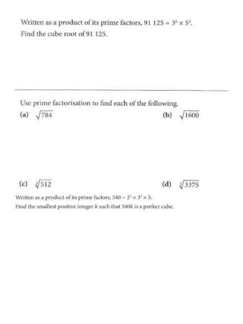 exercise square root cube root perfect square perfect cube pdf