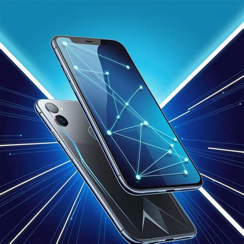 Smartphone Form Lines And Triangles Point Connecting Network On Blue Background Premium Ai