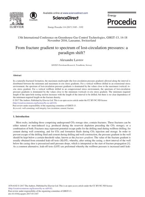Pdf From Fracture Gradient To Spectrum Of Lost Circulation Pressures