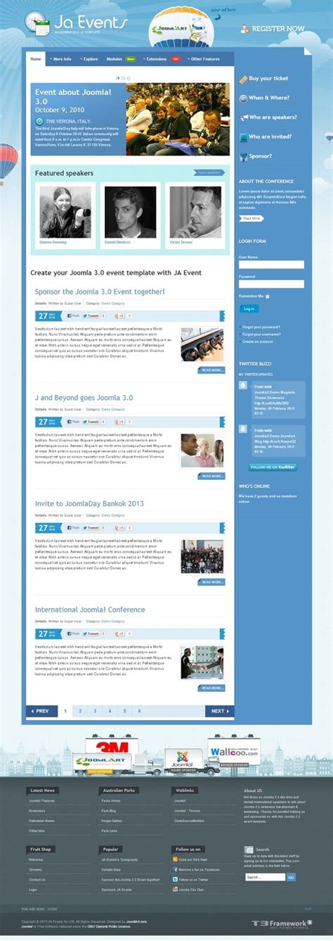 Ja Events Joomla 30 Events Template Based On T3v2 Framework Comes In