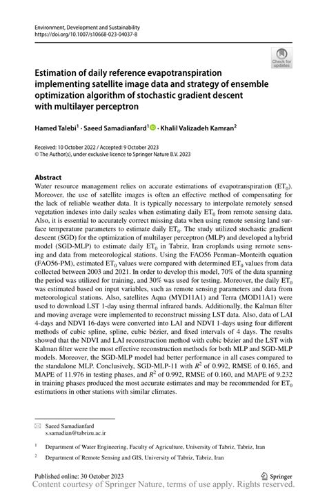 Estimation Of Daily Reference Evapotranspiration Implementing Satellite Image Data And Strategy