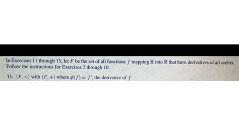 in exercises 11 through 15 let f be the set of all functions f mapping
