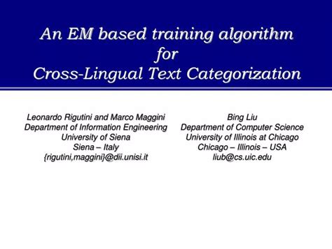 Ppt An Em Based Training Algorithm For Cross Lingual Text
