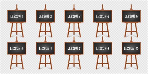 나무 이젤에 현실적인 검은 칠판 삼각대에 나무 프레임에 칠판 텍스트 필기 또는 드로잉 표면이있는 프리젠 테이션 보드 온라인 학습 모형 학습 벡터 일러스트 레이 션 0명에