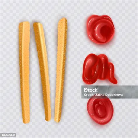 감자 튀김과 빨간 소스 투명한 배경에 케첩 벡터 일러스트레이터 투명 배경에 대한 스톡 벡터 아트 및 기타 이미지 투명 배경