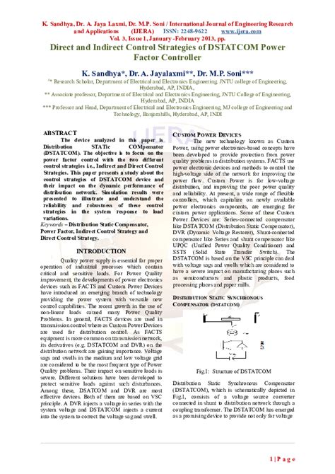 doc direct and indirect control strategies of dstatcom power factor