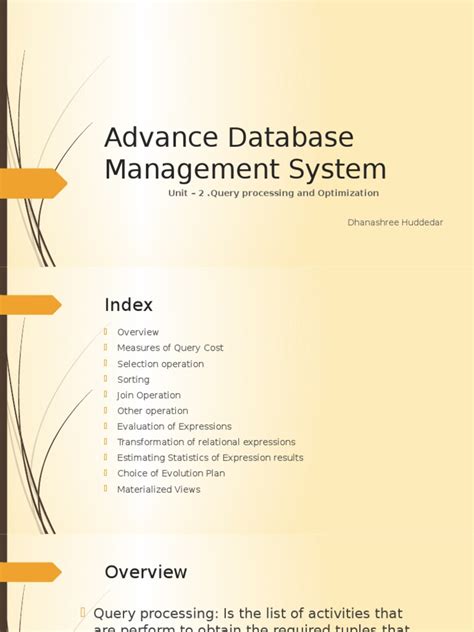 Advance Database Management System Unit 2 Query Processing And