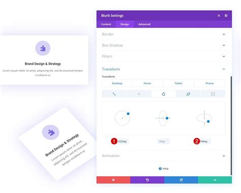 Creative Interactive Blurb Modules Using Divis Transform And Hover