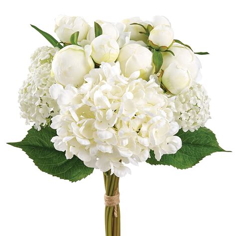 Hydrangea Snowball And Ranunculus Bud Silk Flower Bouquet Creamgreen