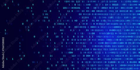 Blue Binary Data Software Programming Code Background Random Parts Of