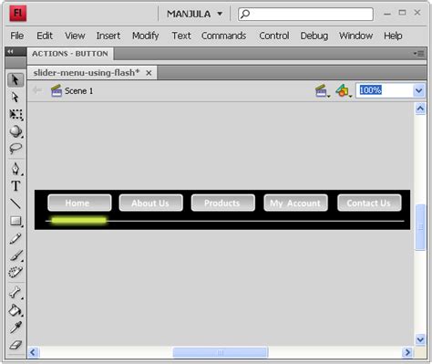 Slider Menu Bar Using Flash Action Script 10 Web Design Web Design