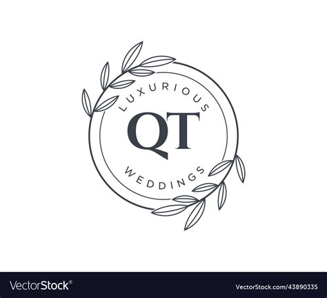 Qt Initials Letter Wedding Monogram Logos Vector Image