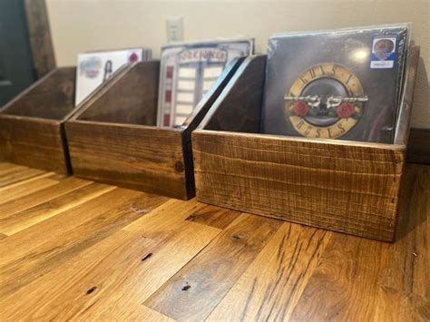 Reclaimed Wood Record Storage Crate Rustic Vinyl Display