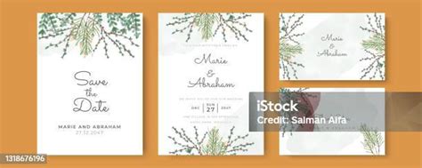 결혼 초대 수채화 현대 스타일 감사합니다 날짜를 저장합니다 꽃 무늬 녹색 수채화 잎 단풍 녹지 장식 프레임 프린트 벡터 우아한