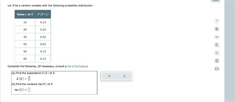Solved Let X Be A Random Variable With The Following Chegg