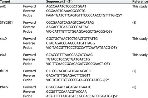 Primer And Probe Sequences For Target Genes Download Scientific Diagram