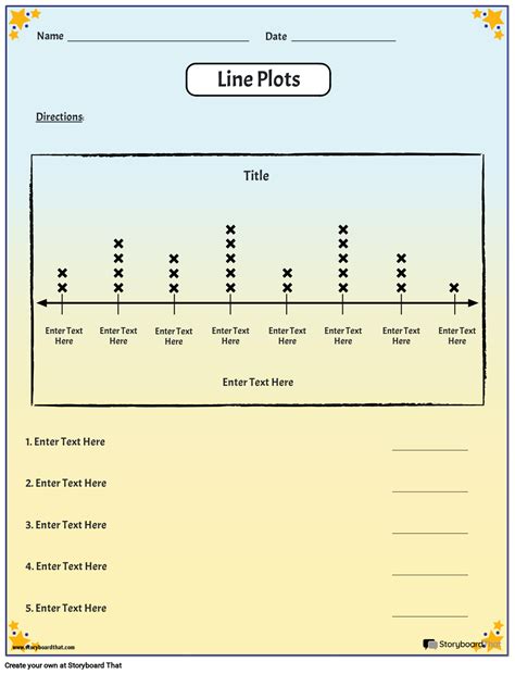Light Blue Yellow Themed Line Plot Worksheet