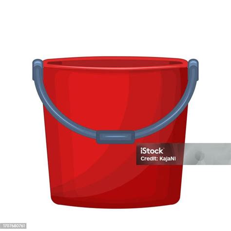 흰색 배경에 분리된 빨간색 양동이 가정용 청소 및 가정 세척을 위한 플라스틱 빈 양동이 0명에 대한 스톡 벡터 아트 및 기타 이미지 0명 가사 집안일 가정 생활