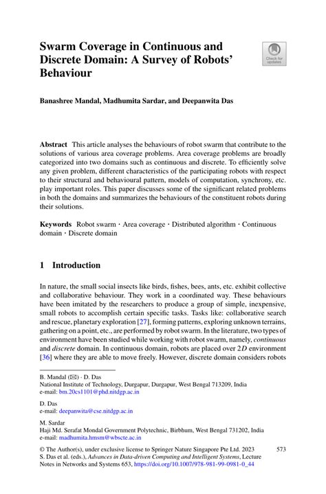 pdf swarm coverage in continuous and discrete domain a survey of