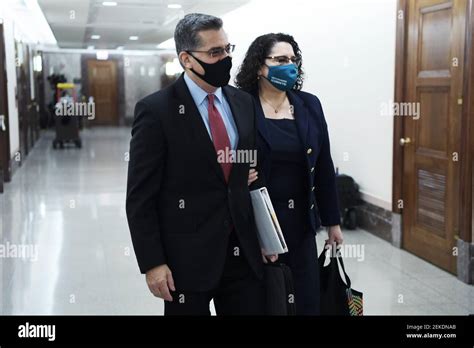 Honorable Xavier Becerra And His Wife Carolina Reyes Arrive To Hold A