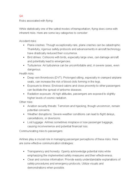 Tut 2 Sem Tut 2 Q4 Risks Associated With Flying While