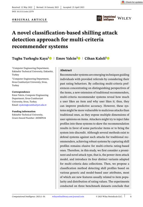 Pdf A Novel Classification Based Shilling Attack Detection Approach
