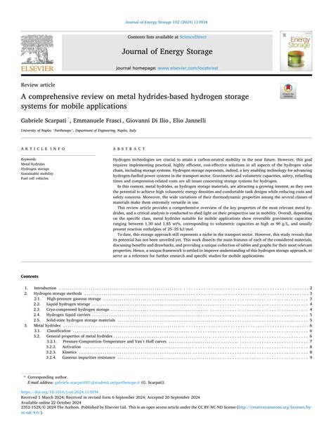 Pdf A Comprehensive Review On Metal Hydrides Based Hydrogen Storage