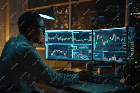 Premium Photo Financial Analyst Monitors Real Time Market Data On