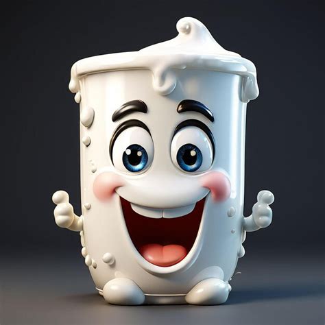 3d Milk Glass Cartoon Character Premium Ai Generated Image